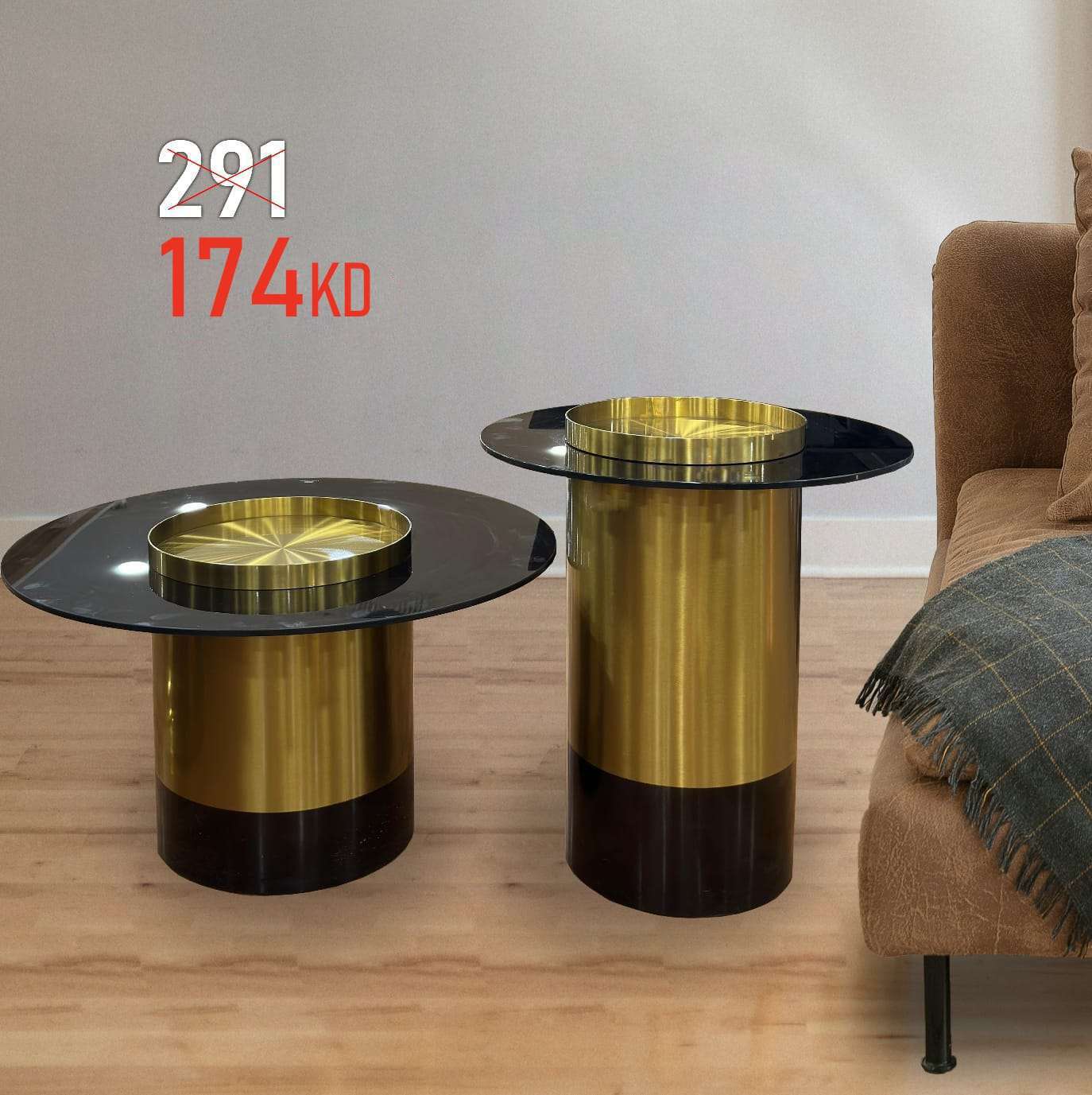 ROUND GOLDEN STAINLESS STEEL/GLASS SIDE TABLE SET – Mabrook Hotel Supplies